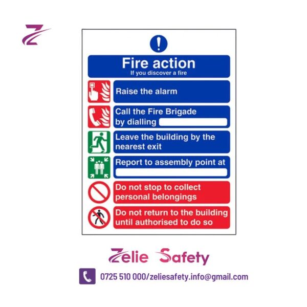 Fire Action sign Board - Zelie Limited